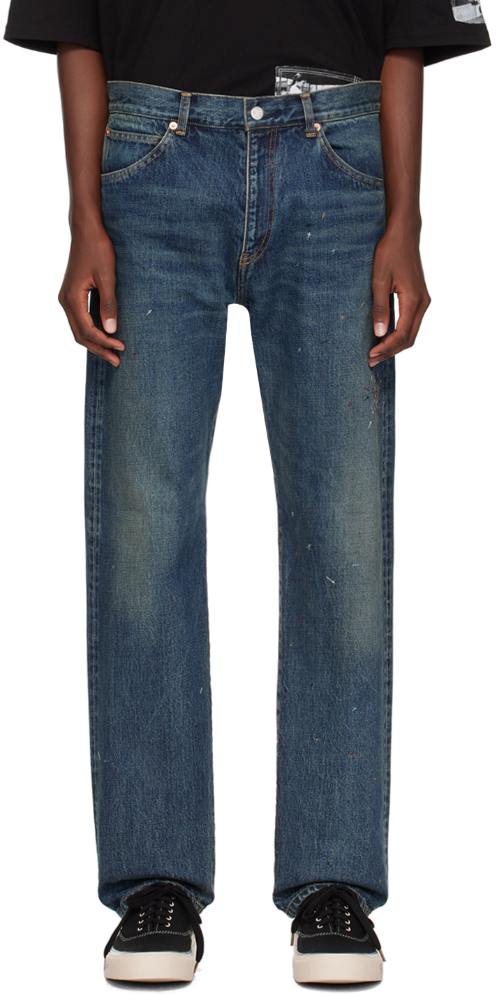 UNDERCOVER: Blue Embroidered Jeans | SSENSE
