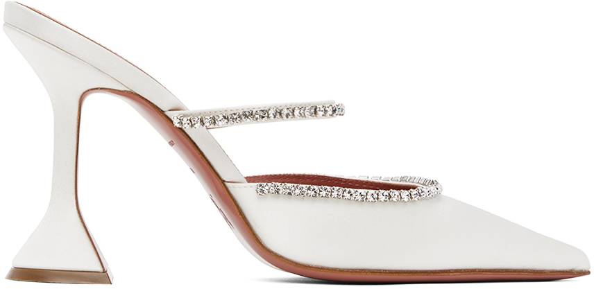 Amina Muaddi: White Gilda Mules | SSENSE Canada