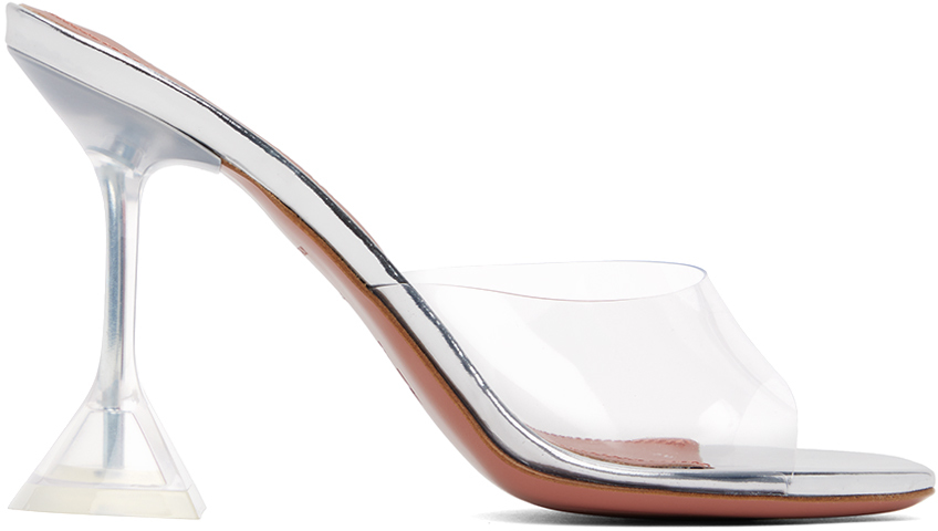 Transparent Lupita Glass Slipper Heeled Sandals by Amina Muaddi on Sale