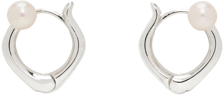 Mondo Mondo: Silver Juju Pearl Hoops | SSENSE