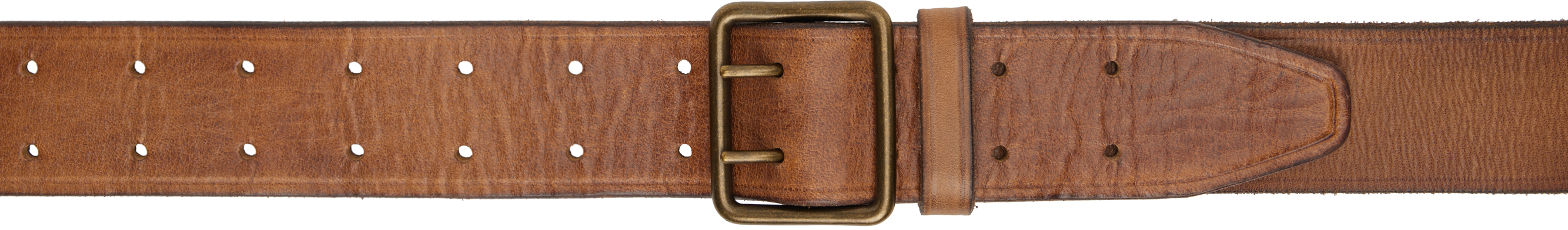 RRL: Brown Conrad Leather Vintage Belt | SSENSE