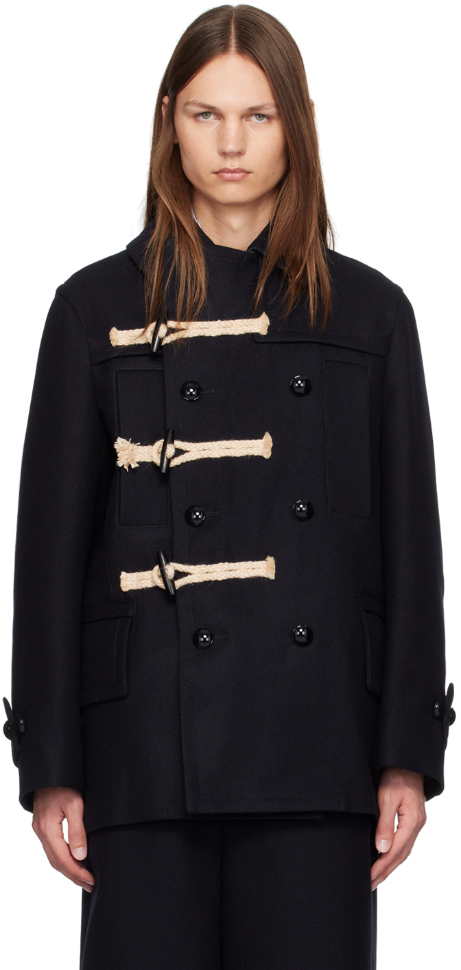 sacai: Navy Toggle Jacket | SSENSE Canada