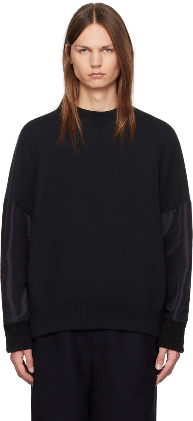 sacai: Black Paneled Sweatshirt | SSENSE