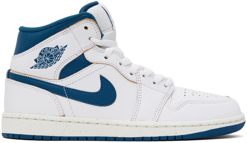 White Air Jordan 1 Mid SE Sneakers by Nike Jordan on Sale