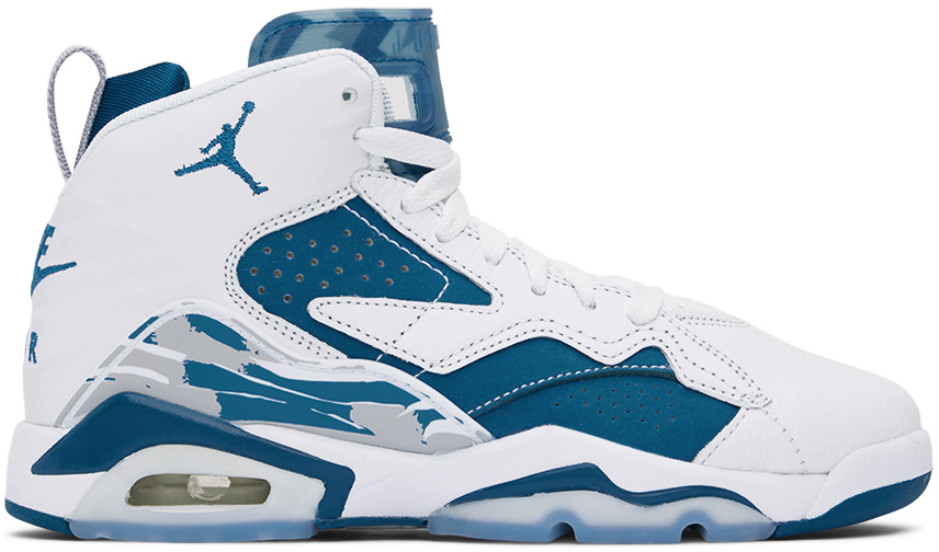 Big Kids White & Blue Jumpman MVP Sneakers by Nike Jordan | SSENSE