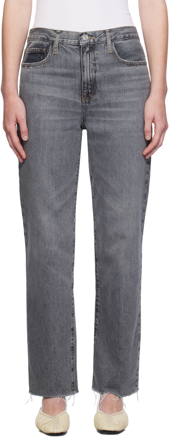 FRAME: Gray 'Le Jane Ankle Raw Fray' Jeans | SSENSE