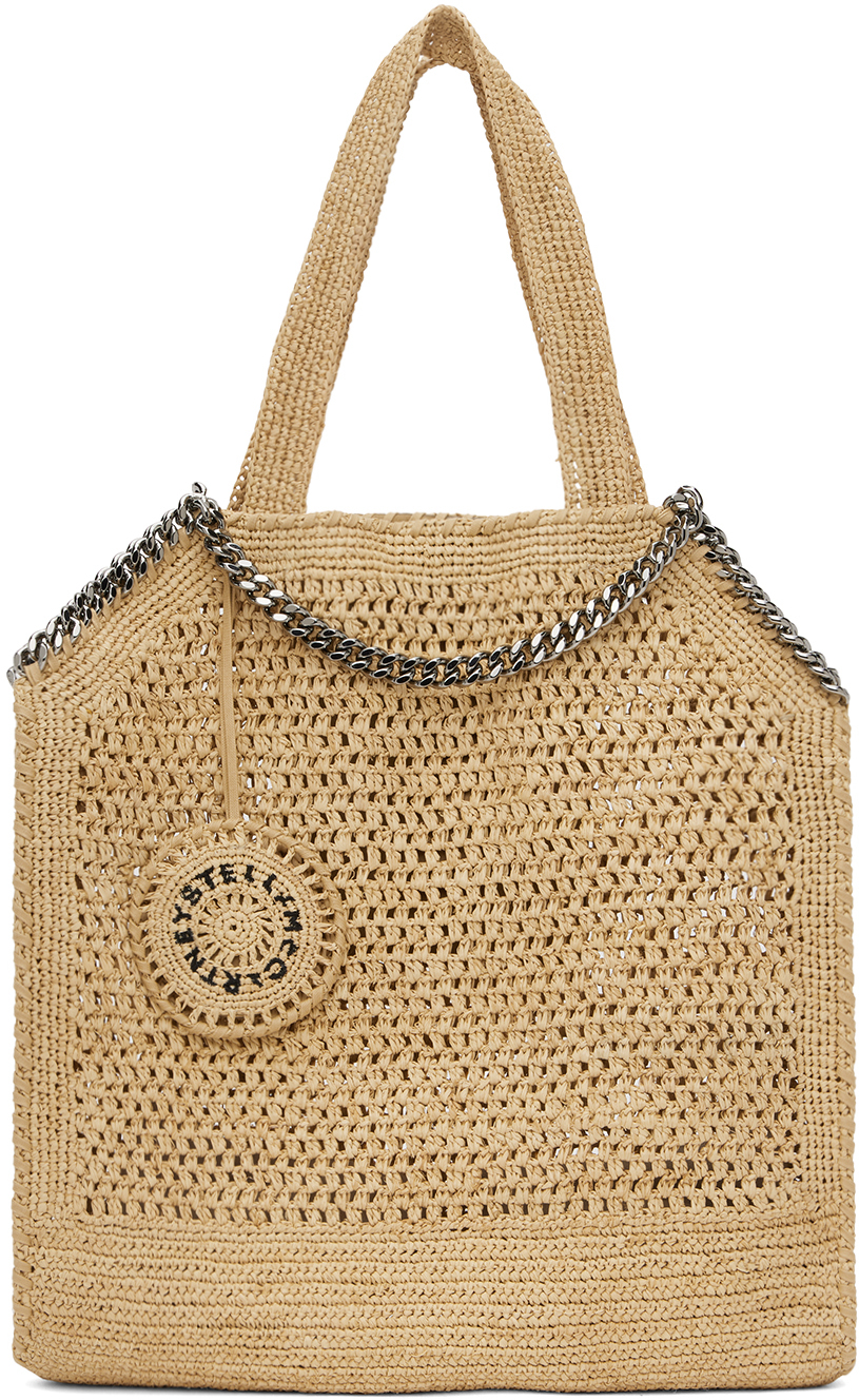 Stella McCartney: Beige Small Eco Crochet Raffia Tote | SSENSE