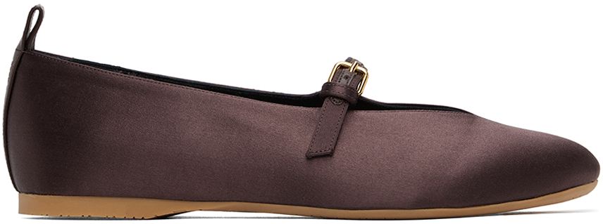 Brown Satin Ballerina Flats by JW Anderson on Sale
