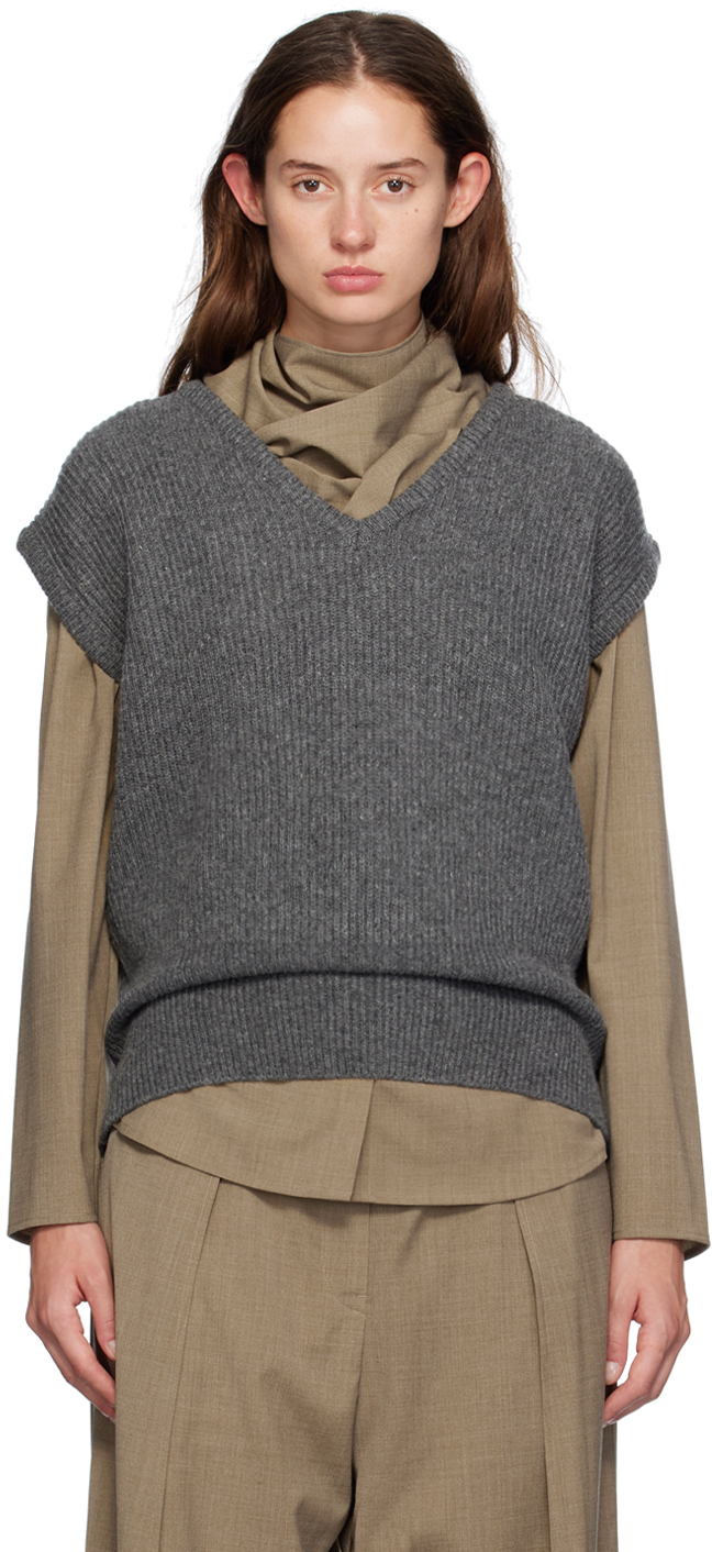 LE17SEPTEMBRE: Gray V-Neck Vest | SSENSE