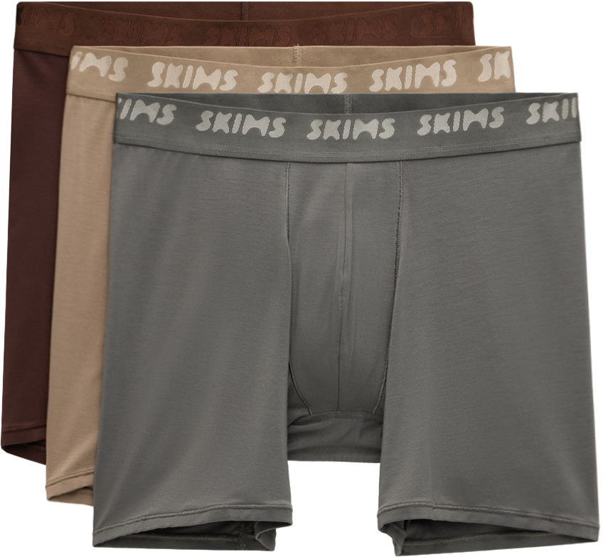 SKIMS: Three-Pack Multicolor SKIMS Stretch 5" Boxer Briefs | SSENSE