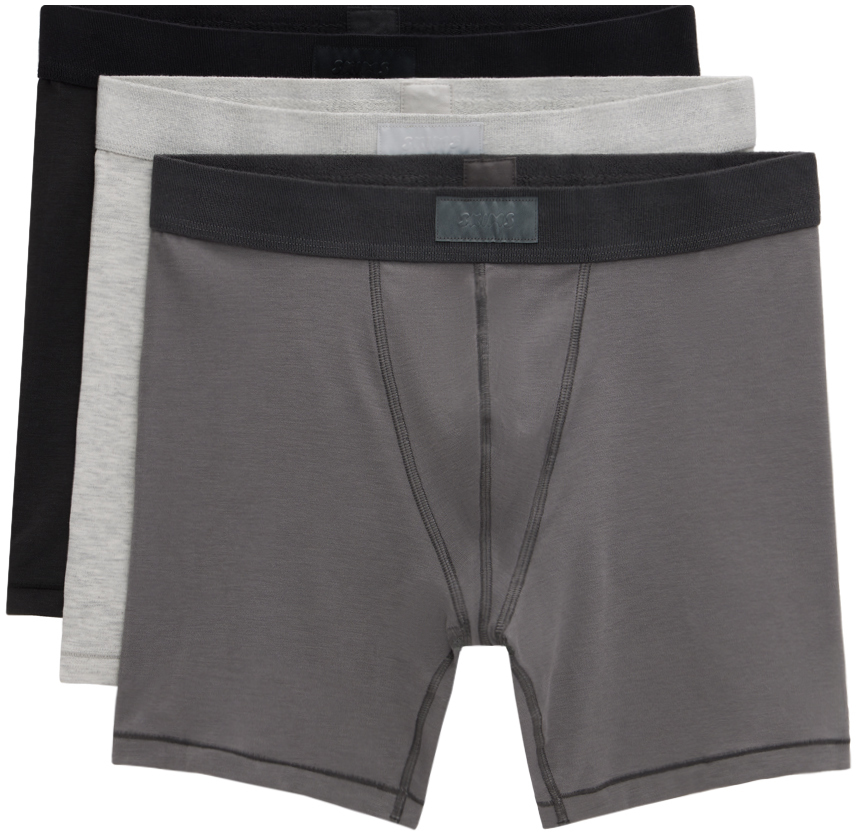 SKIMS: Three-Pack Multicolor SKIMS Cotton 5" Boxer Briefs | SSENSE
