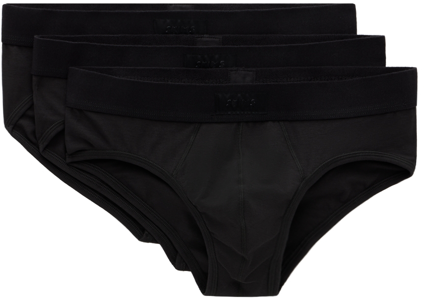 SKIMS: Three-Pack Black SKIMS Cotton Briefs | SSENSE Canada