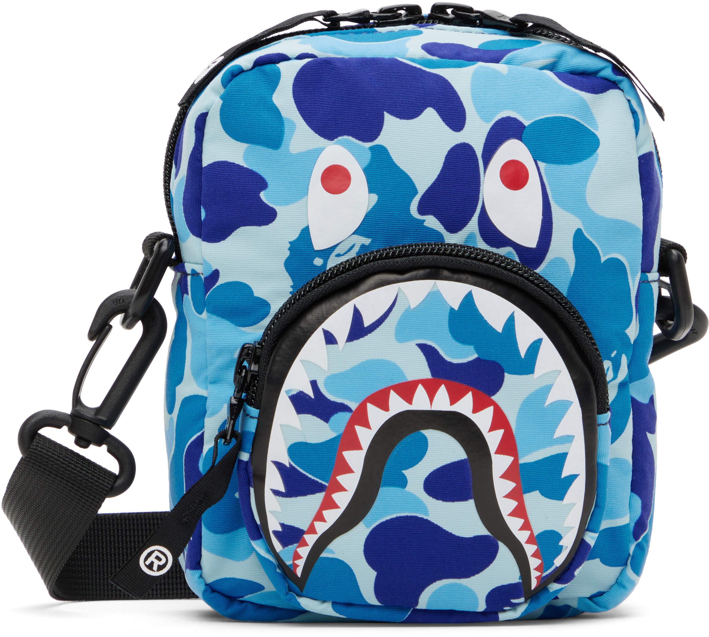 BAPE: Blue ABC Camo Shark Mini Bag | SSENSE