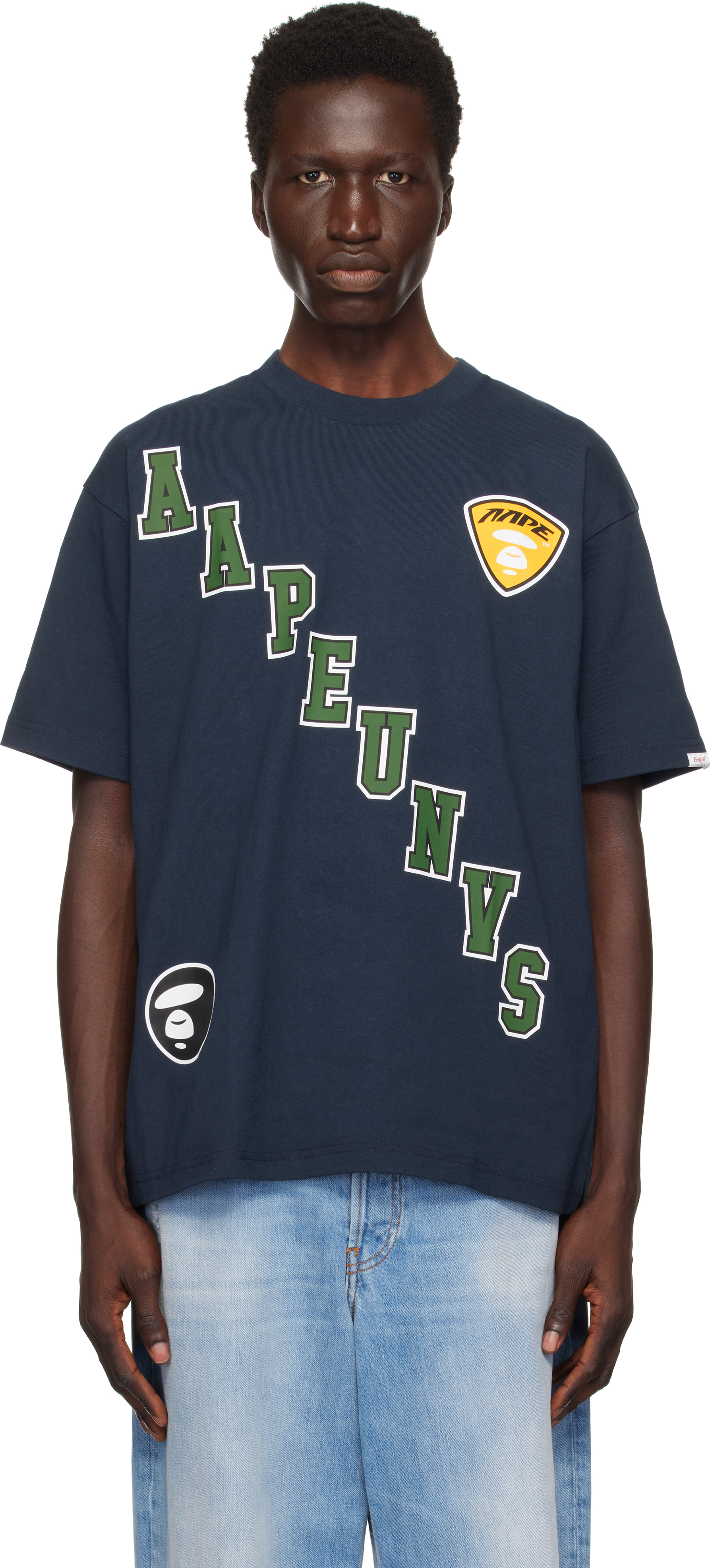 Navy Theme Main T-shirt by AAPE by A Bathing Ape on Sale