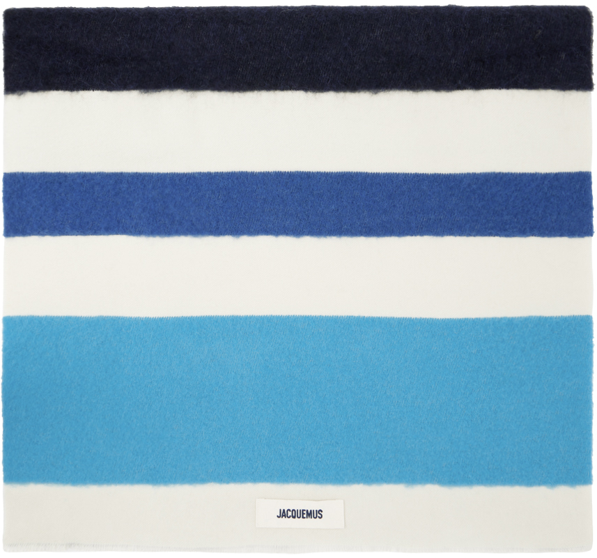 JACQUEMUS: Blue & Off-White 'L'écharpe Arazzo' Scarf | SSENSE