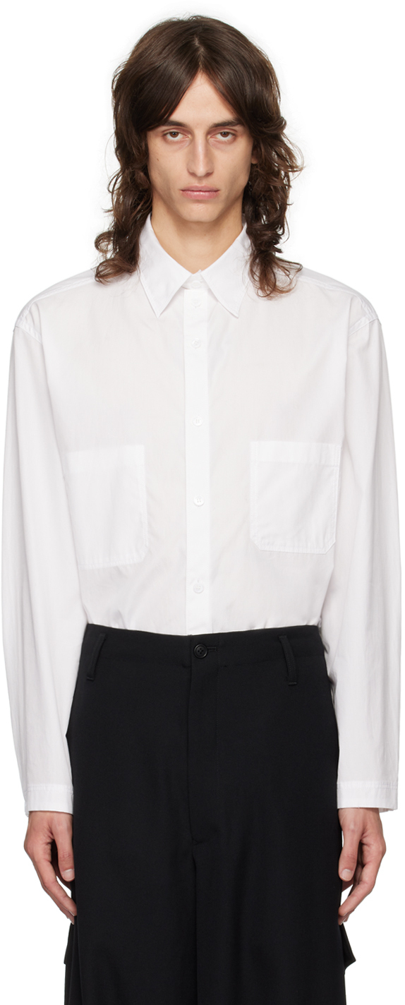 YOHJI YAMAMOTO: White R-Chain Stitch Hem Shirt | SSENSE