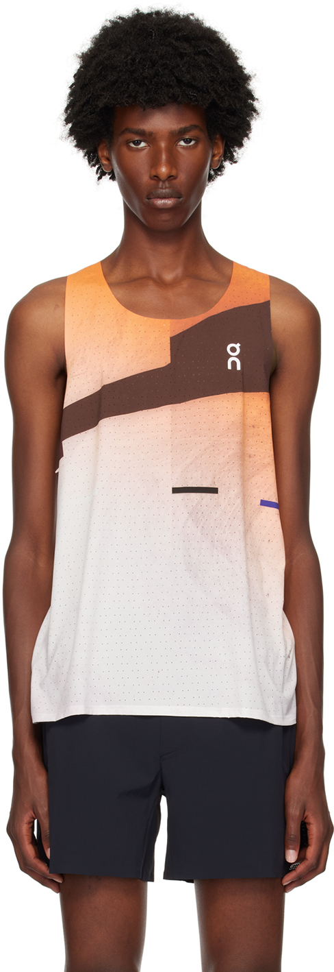 On: Orange & White Race Tank Top | SSENSE Canada