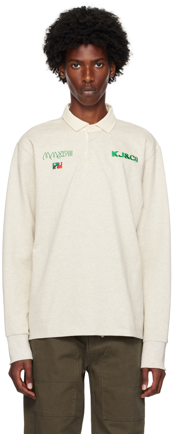 Grey Embroidered Rugby Polo by Kijun on Sale