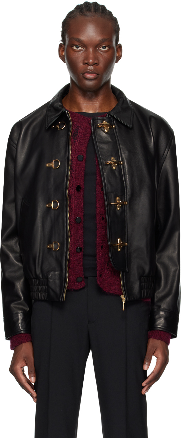 Ernest W. Baker: Black Buckle Leather Jacket | SSENSE UK