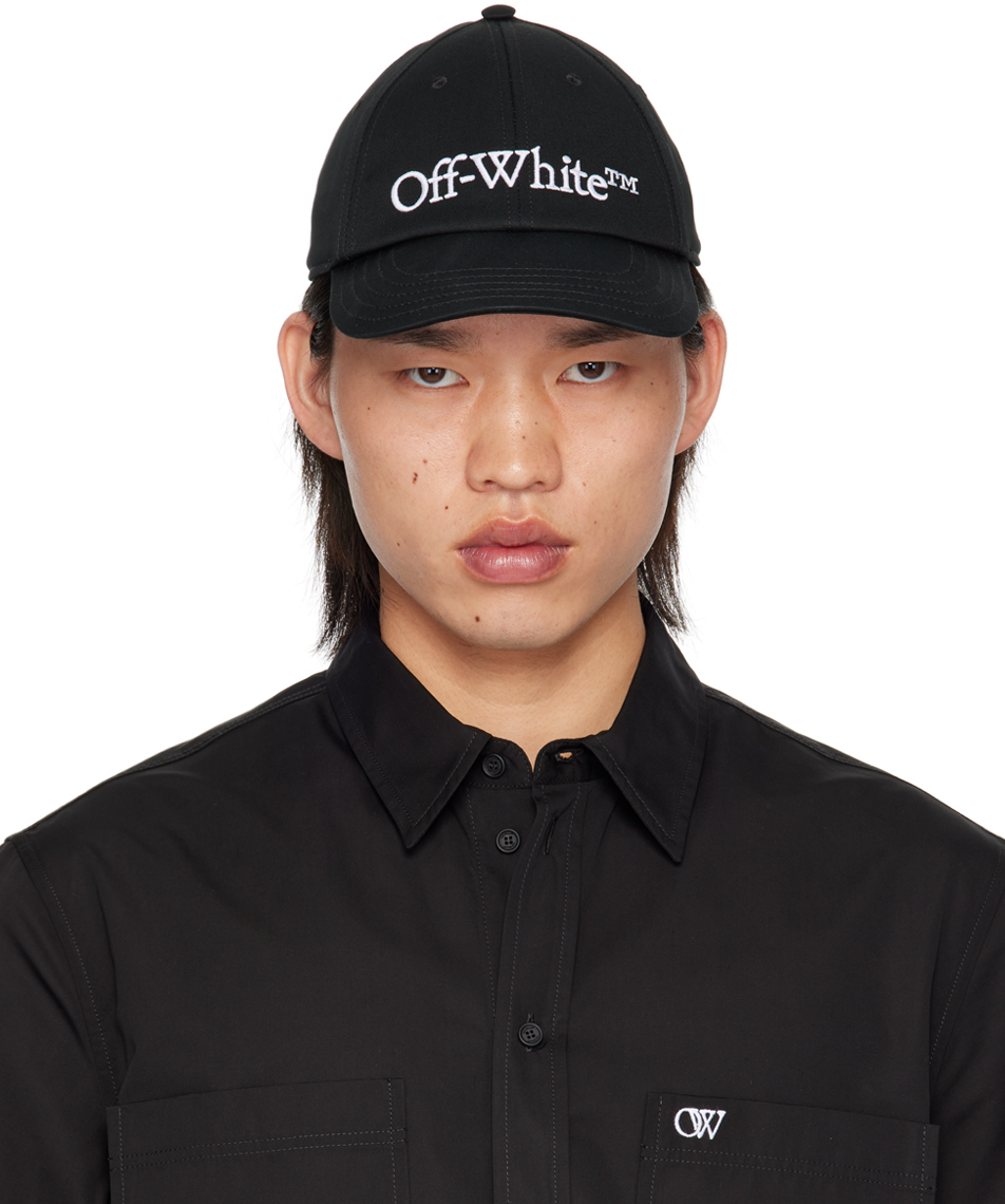 Off-White: Black Drill Logo Bookish Cap | SSENSE