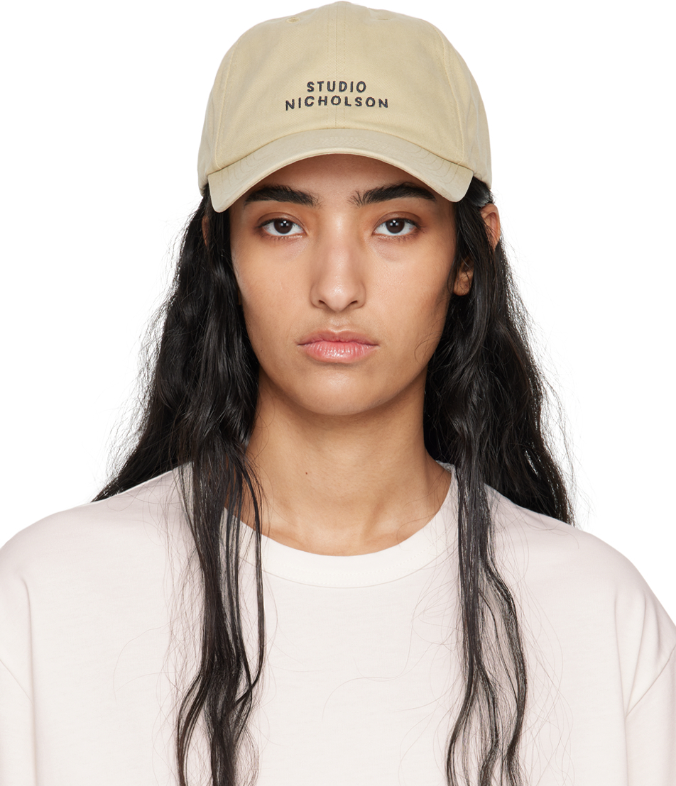 Beige Logo Cap by Studio Nicholson on Sale