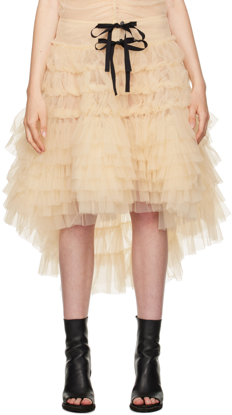 Renaissance Renaissance: Beige Waterfall Midi Skirt | SSENSE