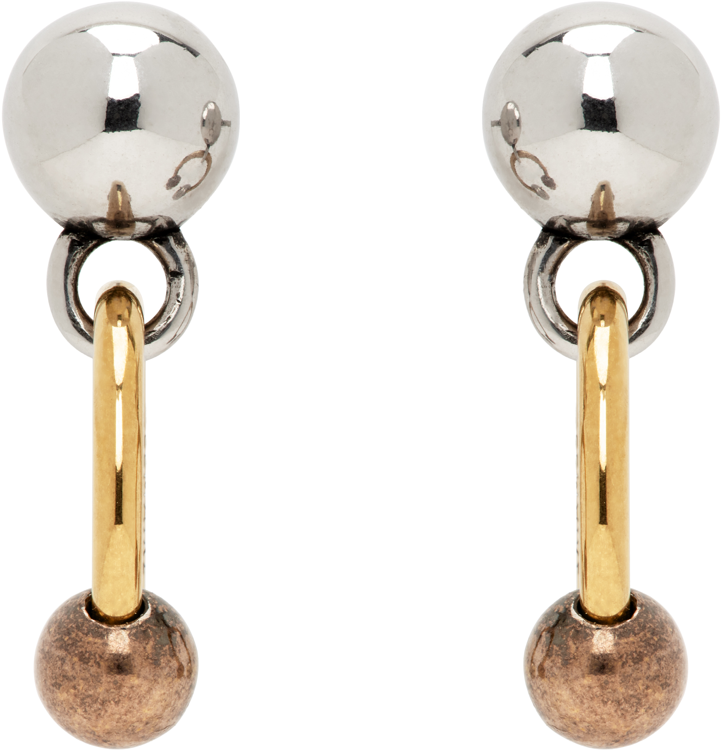 LEMAIRE: Silver & Gold Rattle Earrings | SSENSE