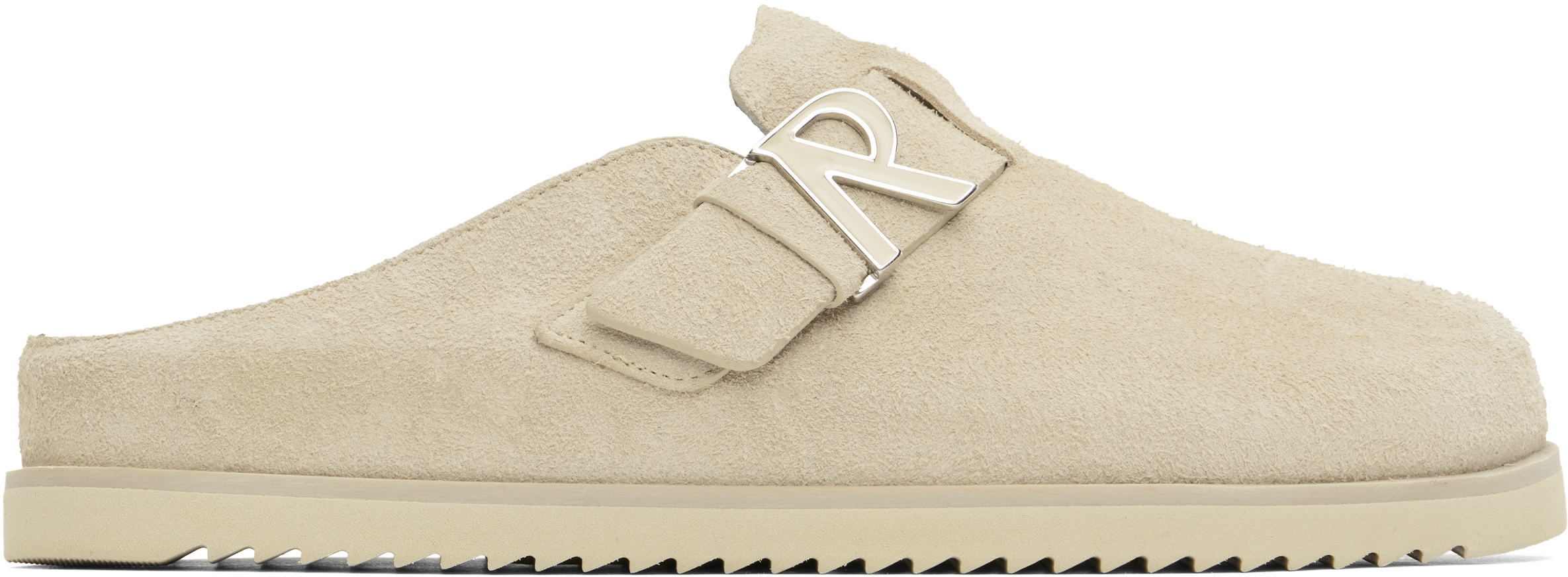 Represent: Beige Initial Mules | SSENSE