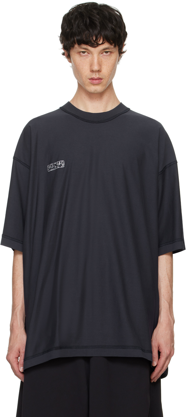 VETEMENTS: Navy Inside Out Label T-Shirt | SSENSE