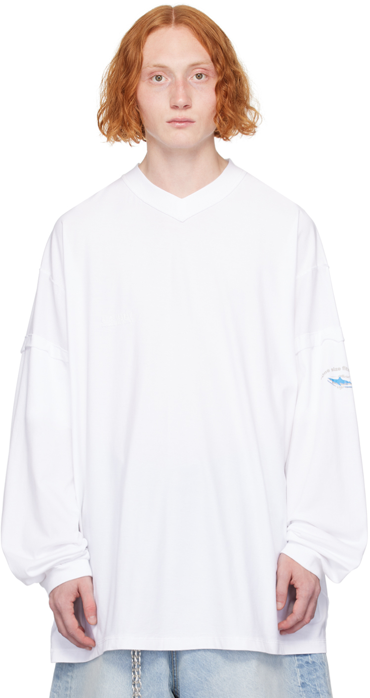 VETEMENTS: White 'Limited Edition' Inside Out Long Sleeve T-Shirt | SSENSE