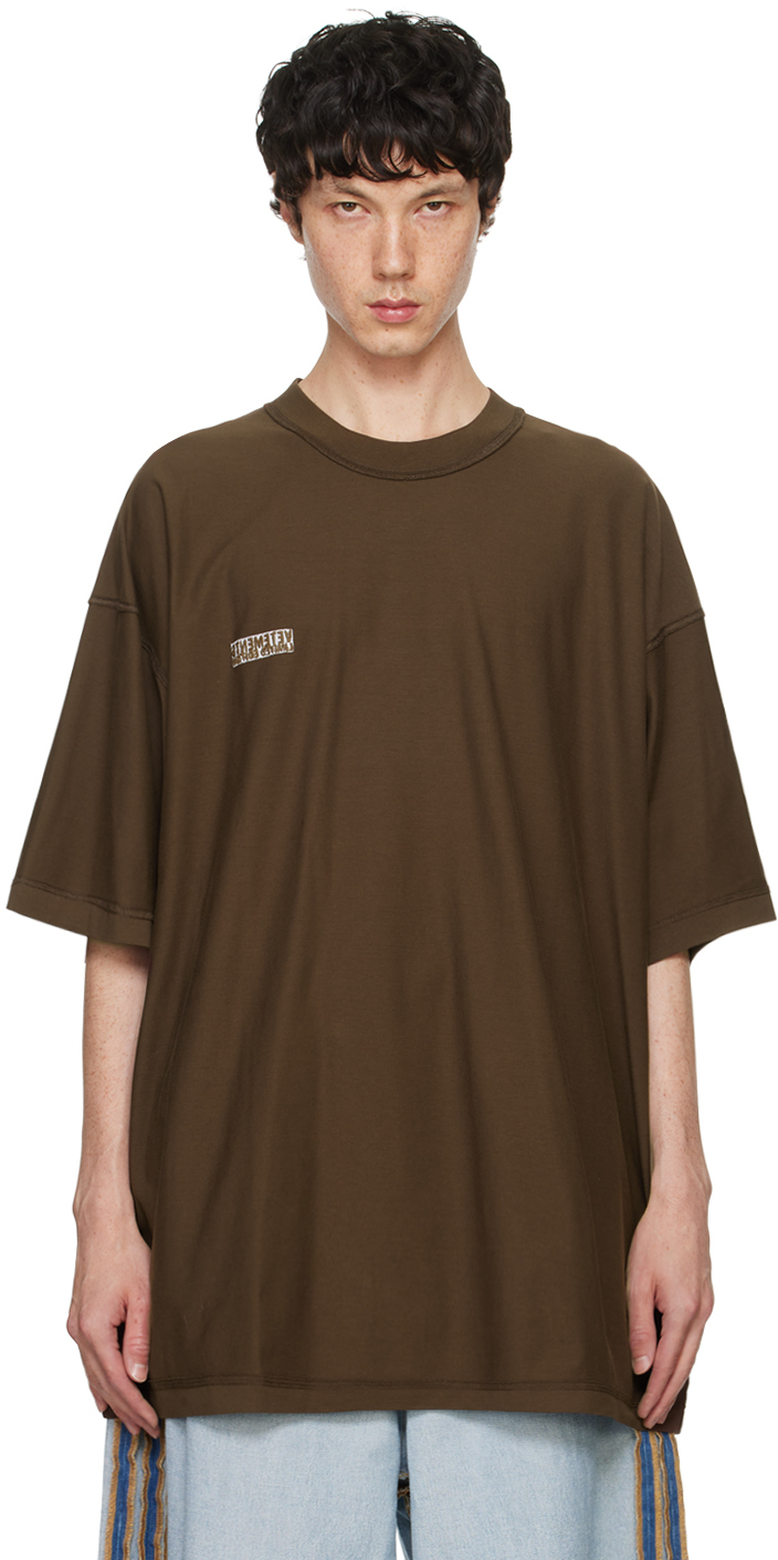 VETEMENTS: Brown Inside Out Label T-Shirt | SSENSE UK