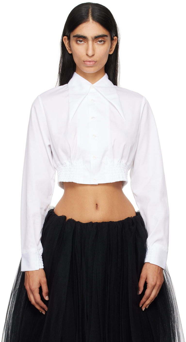 Noir Kei Ninomiya: White Pointed Collar Shirt | SSENSE
