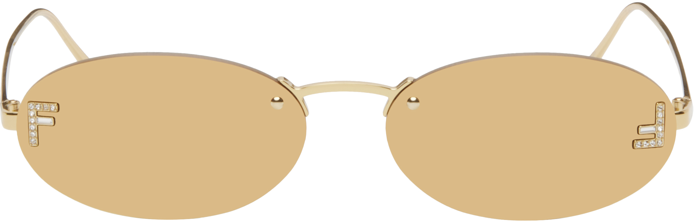 Fendi: Gold 'Fendi First' Crystal Sunglasses | SSENSE
