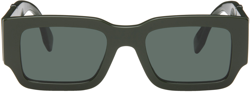 Fendi: Green 'Fendi' Diagonal Sunglasses | SSENSE