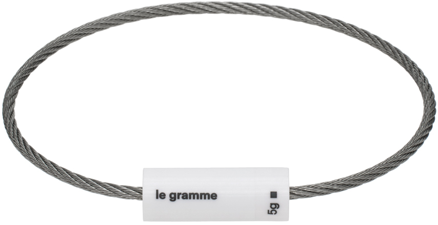 Le Gramme: Silver & White 5g Cable Bracelet | SSENSE