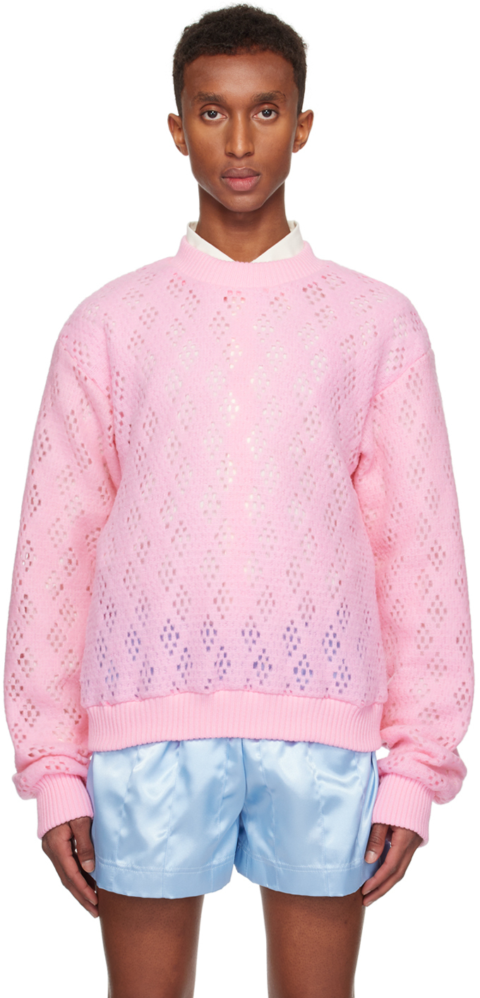 Adam Jones: Pink Diamond Cellular Sweater | SSENSE