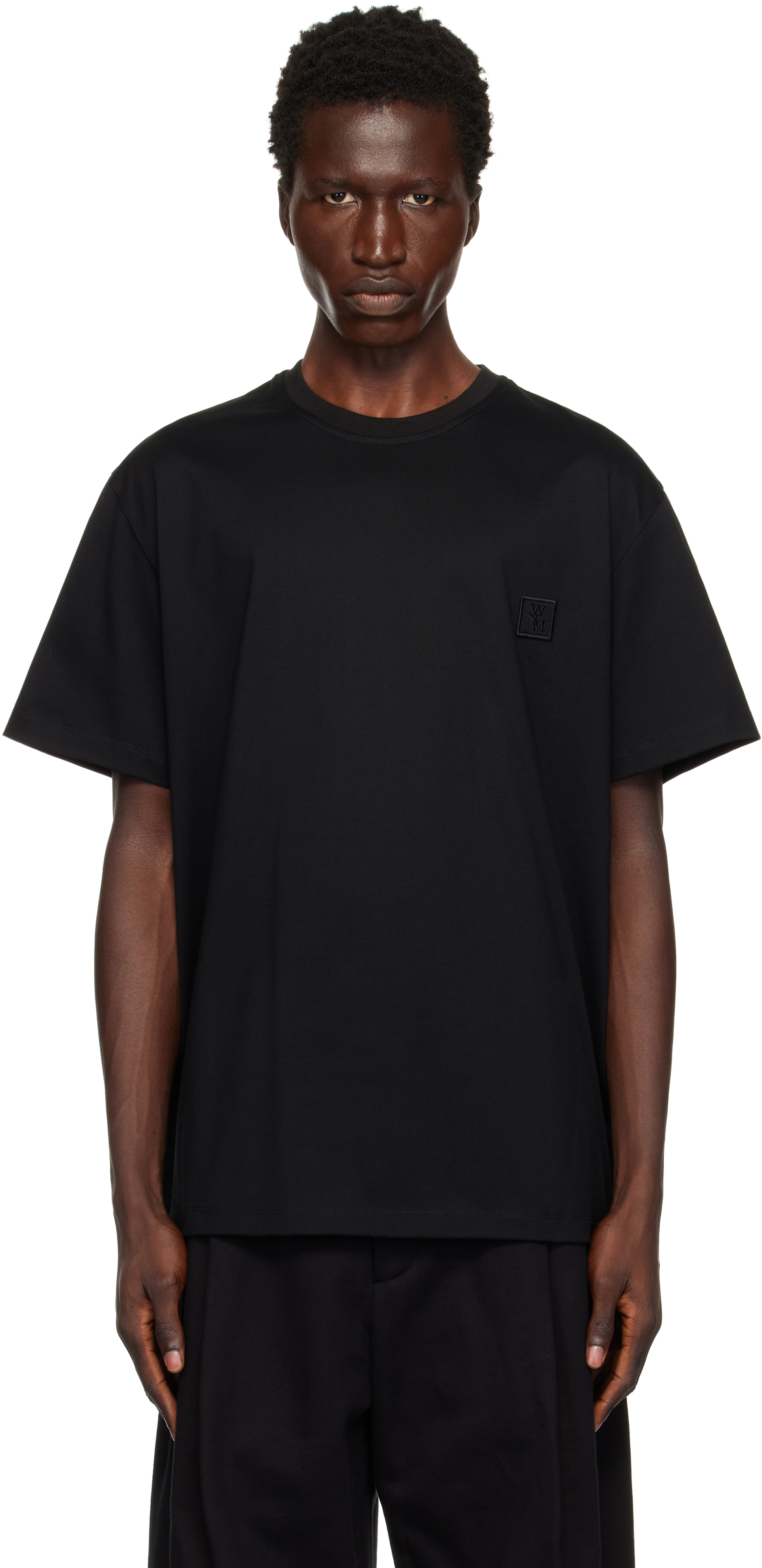 WOOYOUNGMI: Black 3D Flower Back Logo T-shirt | SSENSE Canada