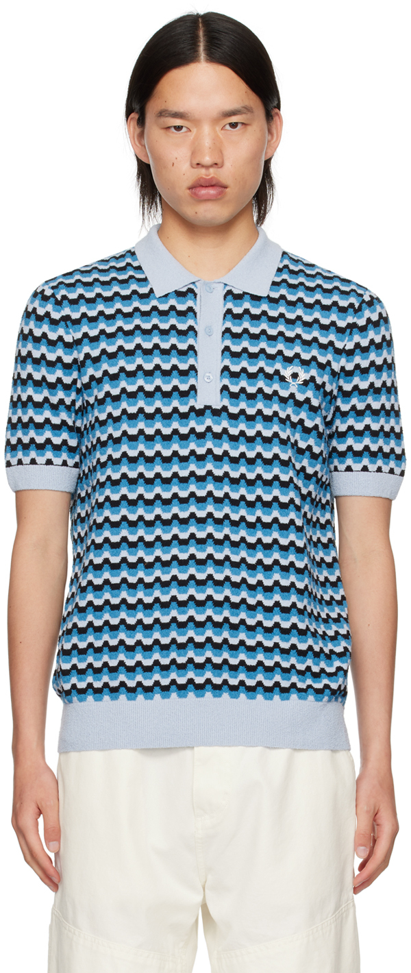 Blue Jacquard Polo by Fred Perry on Sale