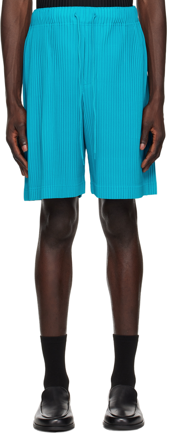 Homme PlissÉ Issey Miyake Blue Colorful Pleats Bottoms Shorts Ssense