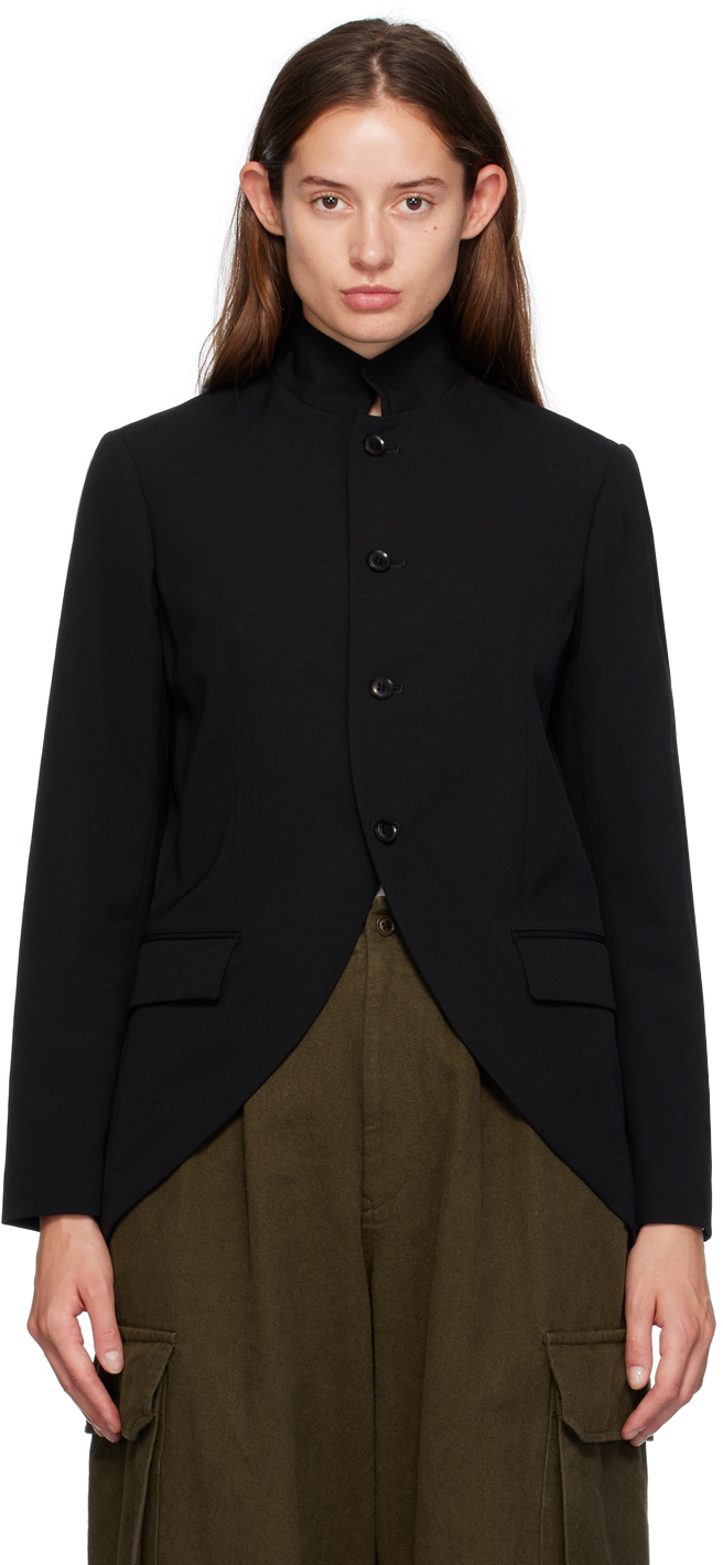 Y's: Black High Twisted Jacket | SSENSE