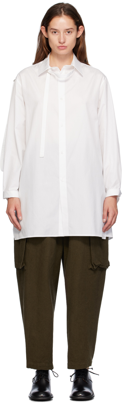 Y's: White Open Tab Shirt | SSENSE