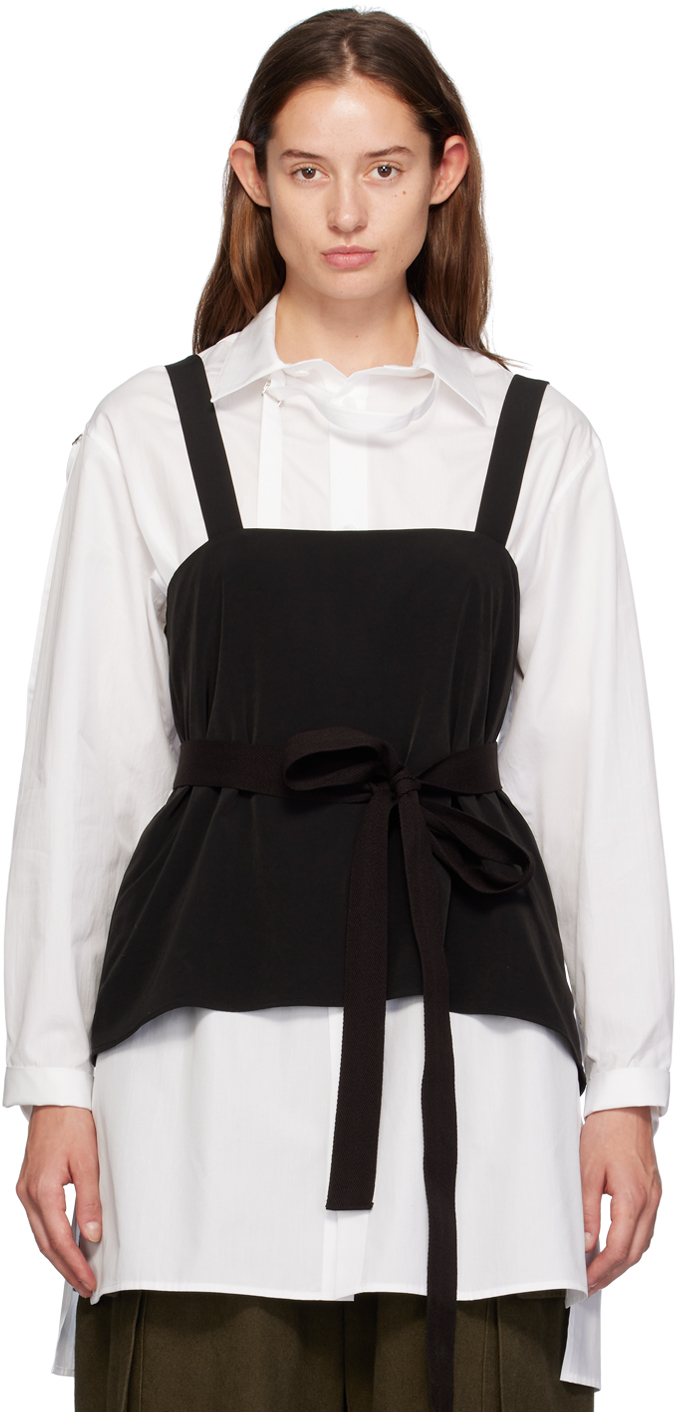 Y's: Black Wrap Tank Top | SSENSE