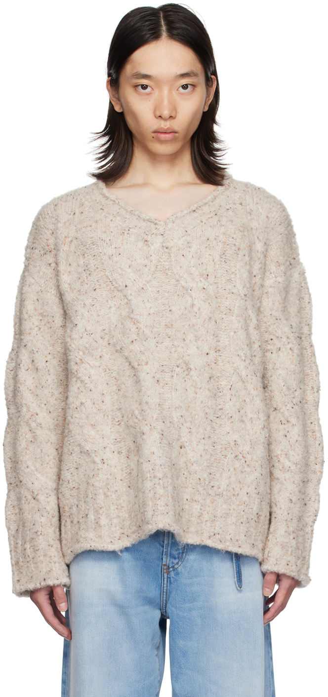 Off-White V-Neck Sweater by lesugiatelier on Sale