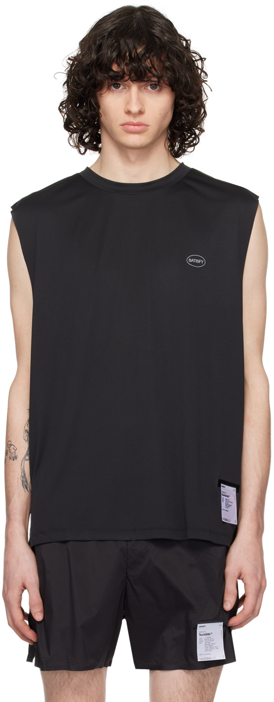 Satisfy: Black Muscle Tank Top | SSENSE UK