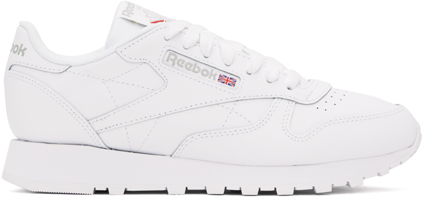 White Classic Leather Sneakers by Reebok Classics on Sale