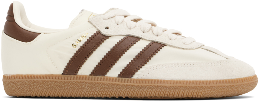 adidas Originals: Off-White & Brown Samba OG Sneakers | SSENSE