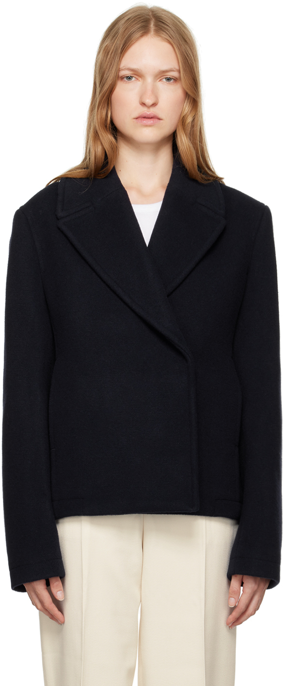 TOTEME: Navy Cropped Jacket | SSENSE