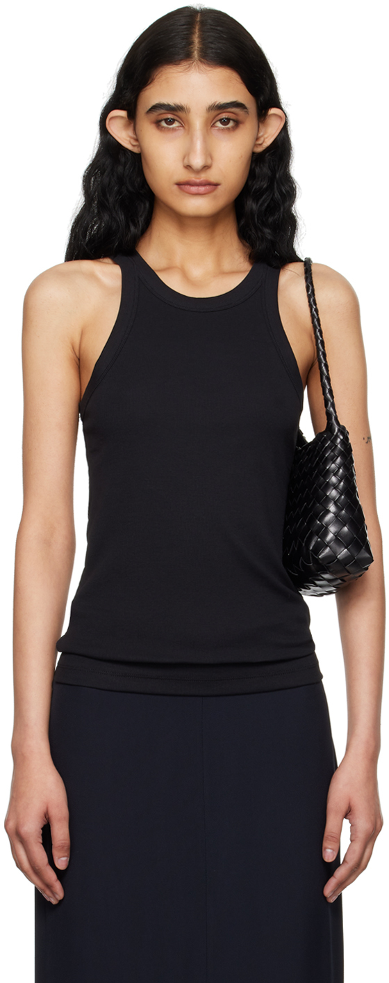TOTEME: Black Curved Tank Top | SSENSE