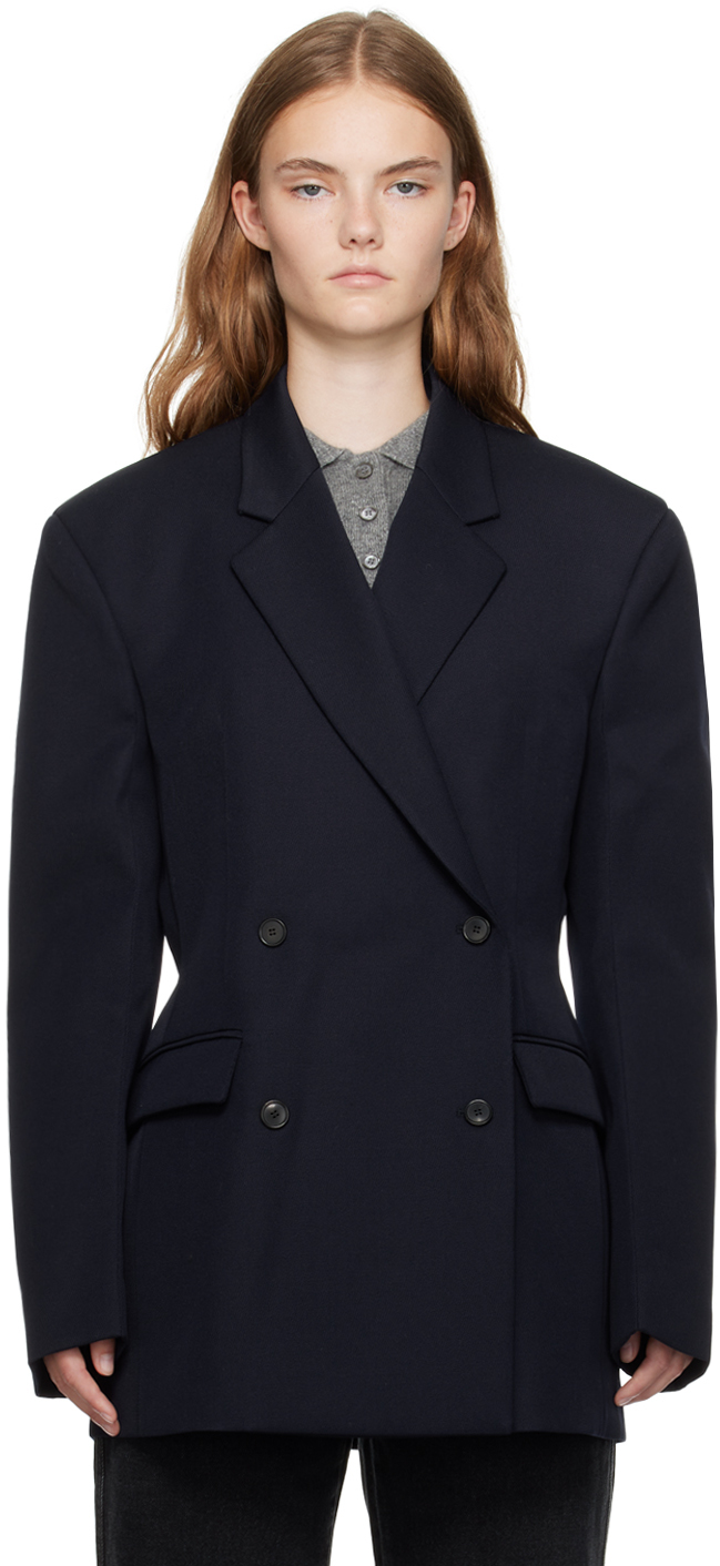 RECTO: Navy Double-Breasted Blazer | SSENSE