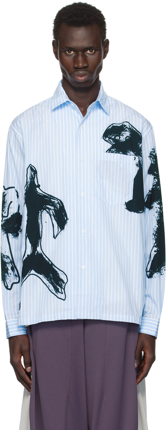 Perks and Mini: Blue Figures Striped Shirt | SSENSE